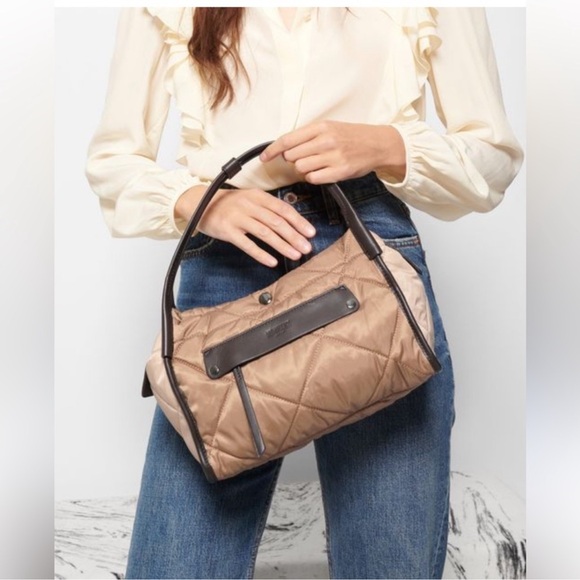 MZ Wallace | Bags | Mz Wallace Madison Two Tone Tan Quilted Crossbody ...